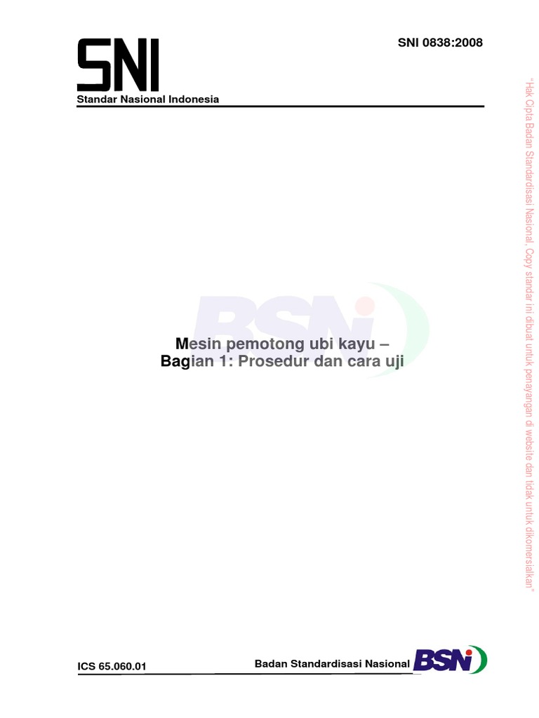 2898 SNI 0838 2008mesin Pemotong | PDF