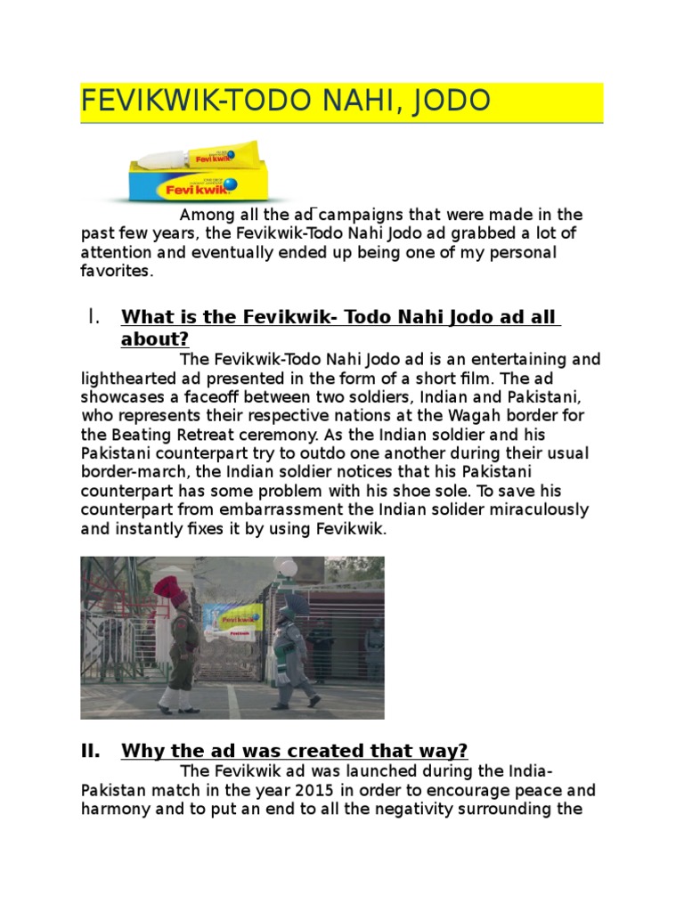 Fevikwik Ad Campaign | Marketing | Communication