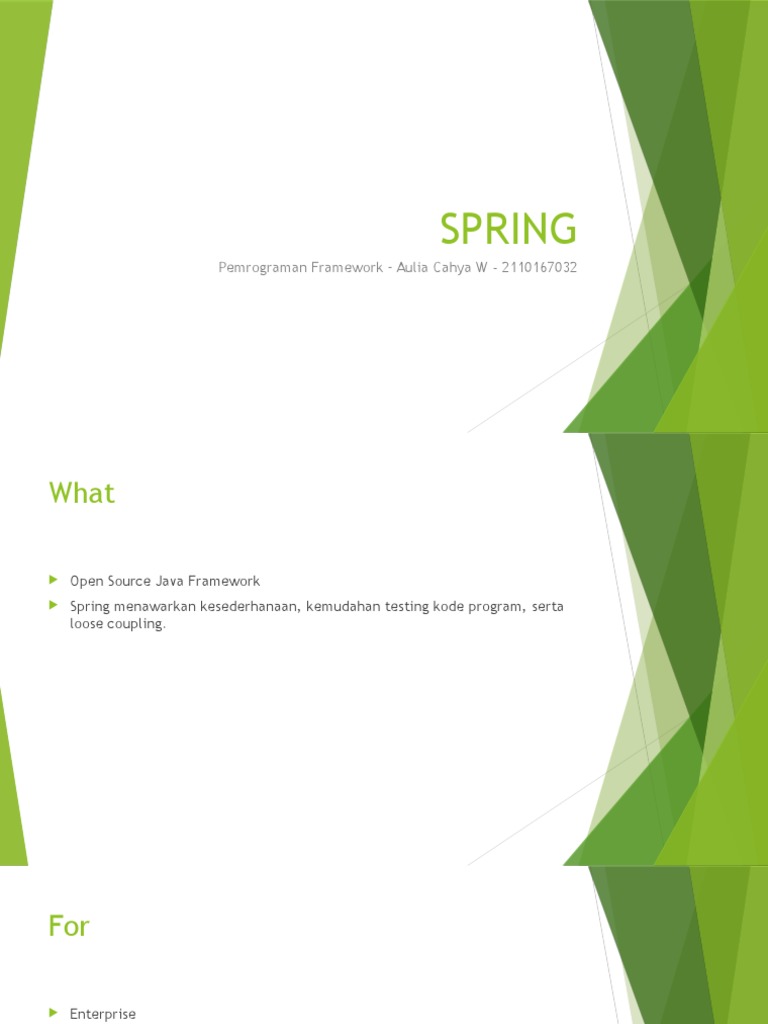 Spring Pemrograman Framework Aulia Cahya W 2110167032 Pdf Spring Framework