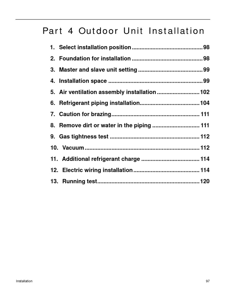 VRF Outdoor Unit Installation Guide | PDF | Vacuum | Concrete
