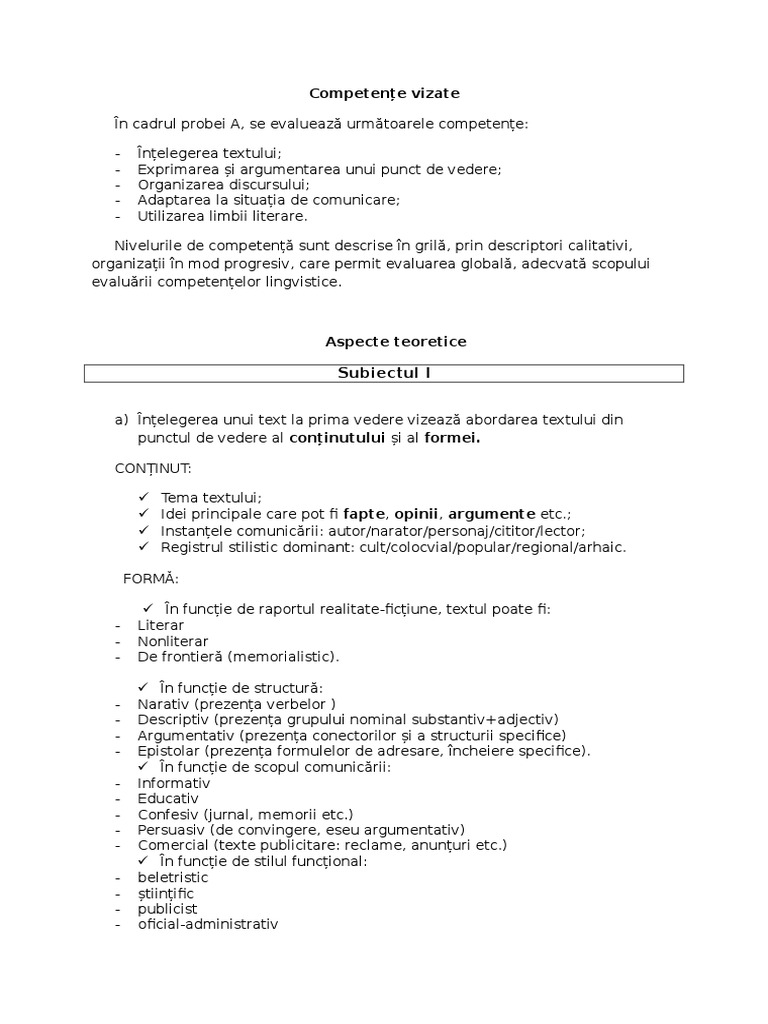 Proba Orala Romana | PDF