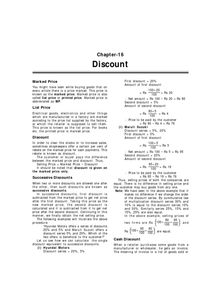 Discount | Discounts And Allowances | Prices