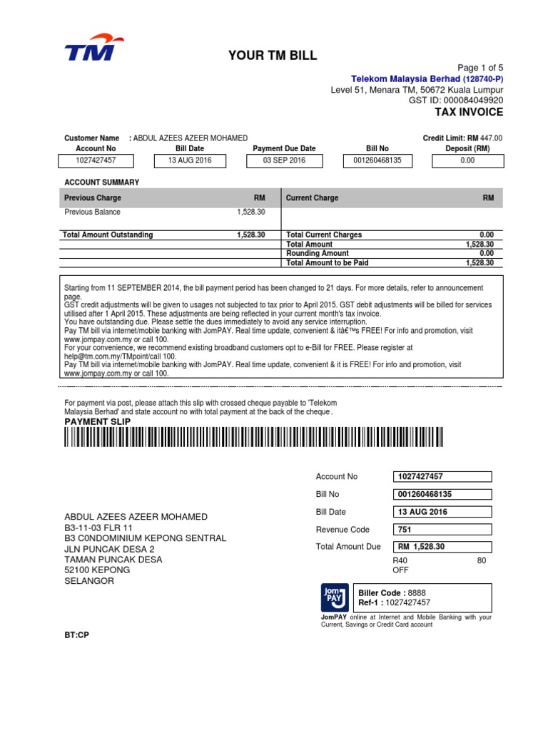 Unifi Bill Payment Instructions | PDF | Invoice | Debits And Credits