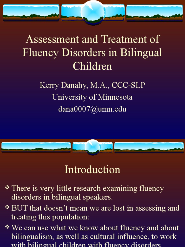 Assessment and Treatment of Fluency Disorders in Bilingual Children ...