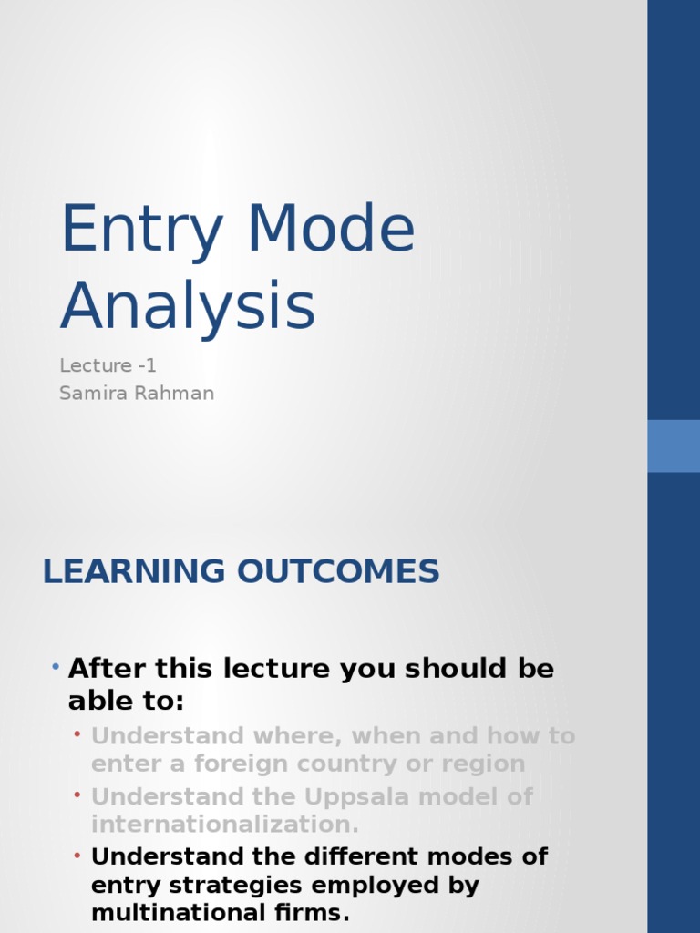 INB 480 Entry Mode Analysis | PDF | Franchising | License