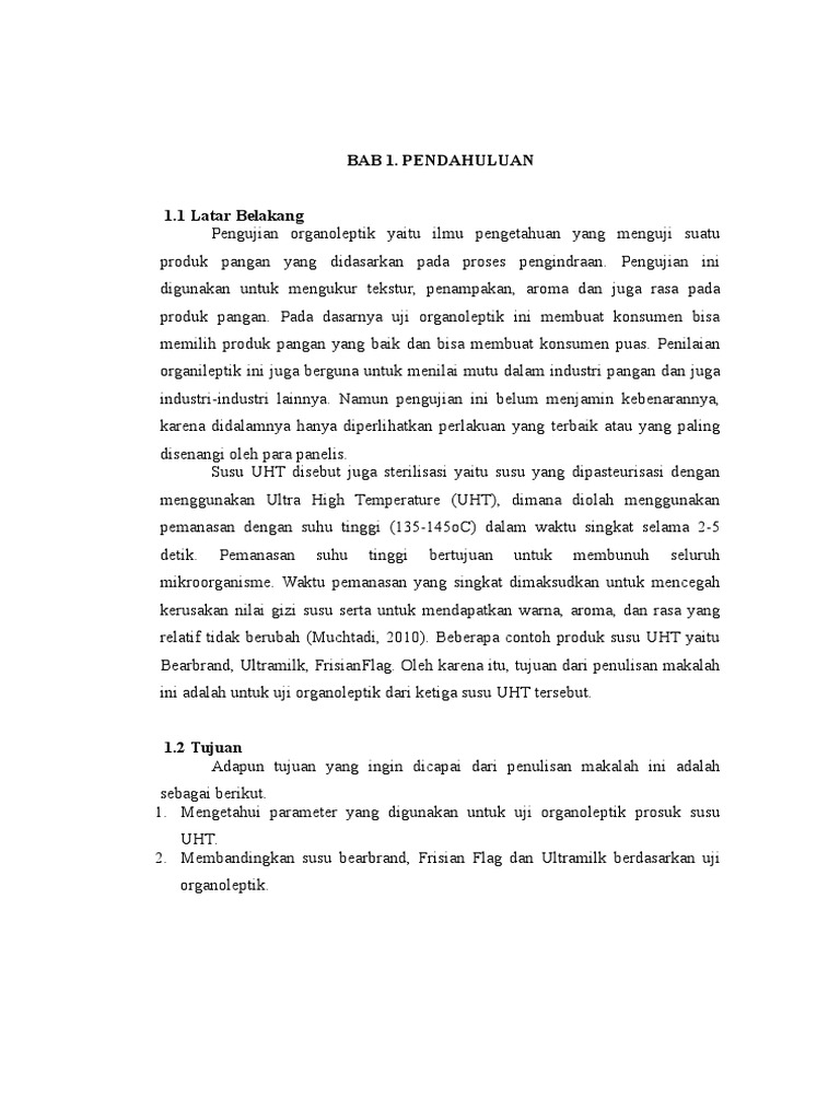 Uji Organo Susu UHt | PDF