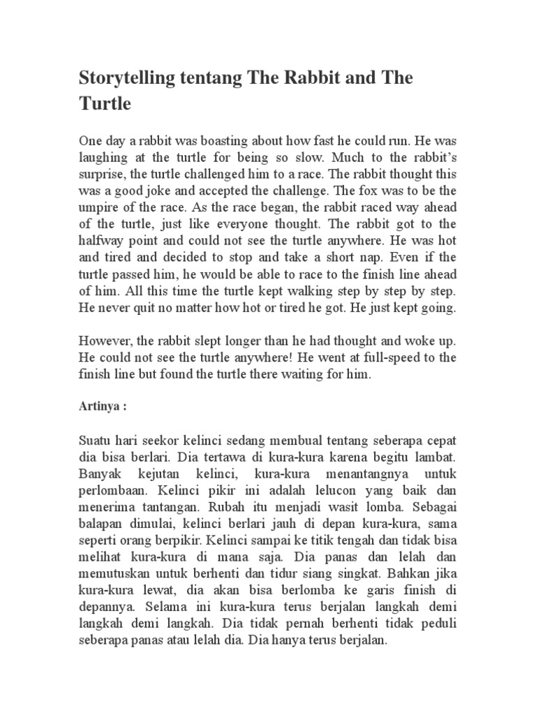 Storytelling Tentang The Rabbit and The Turtle | PDF