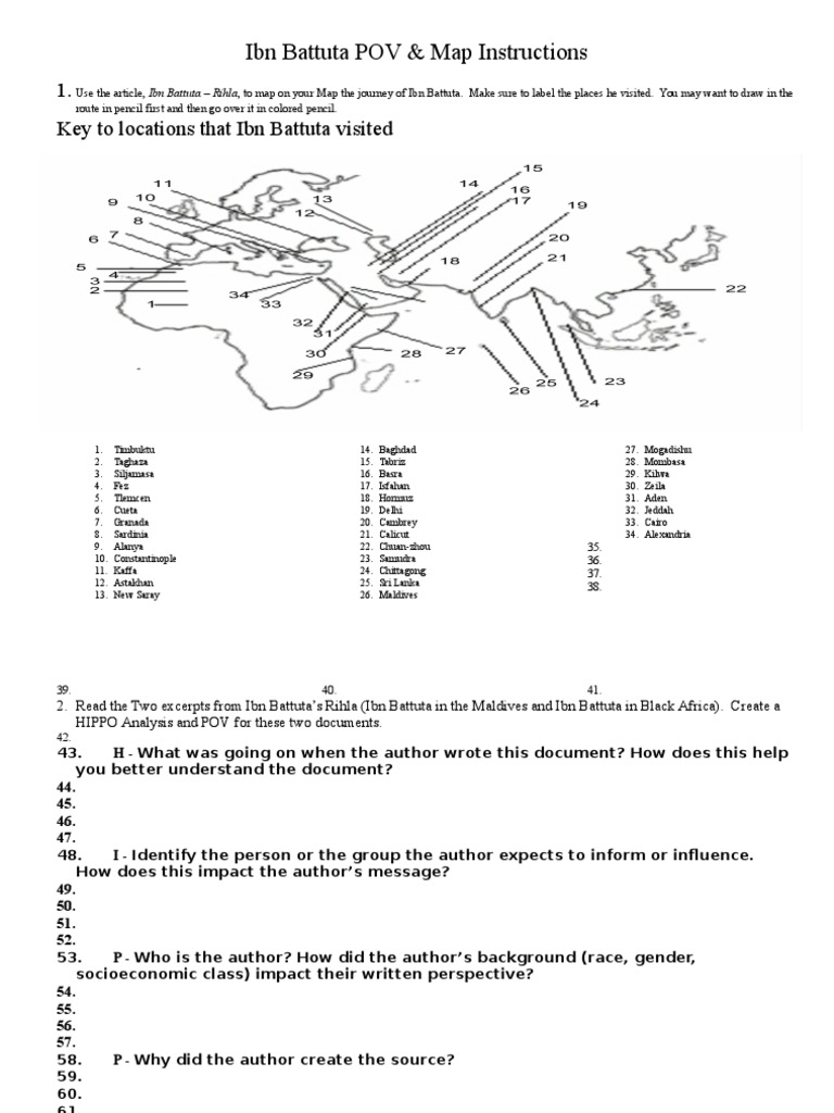 Ibn Battuta POV & Map Instructions | PDF