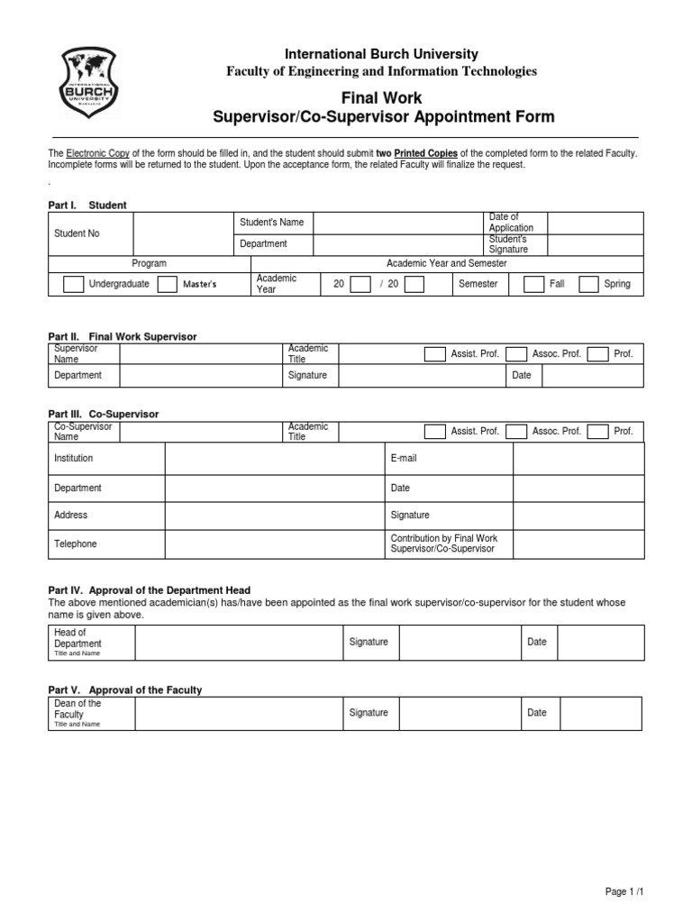 Supervisor Appointment Form | PDF