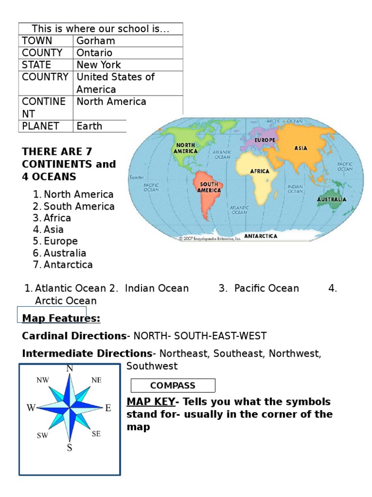 There Are 7 Continents and 4 Oceans: Compass | PDF