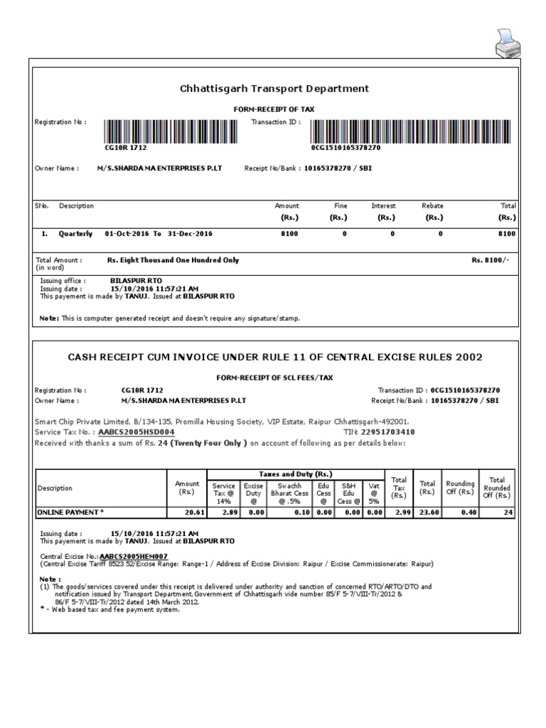 Chhattisgarh Transport Department | PDF
