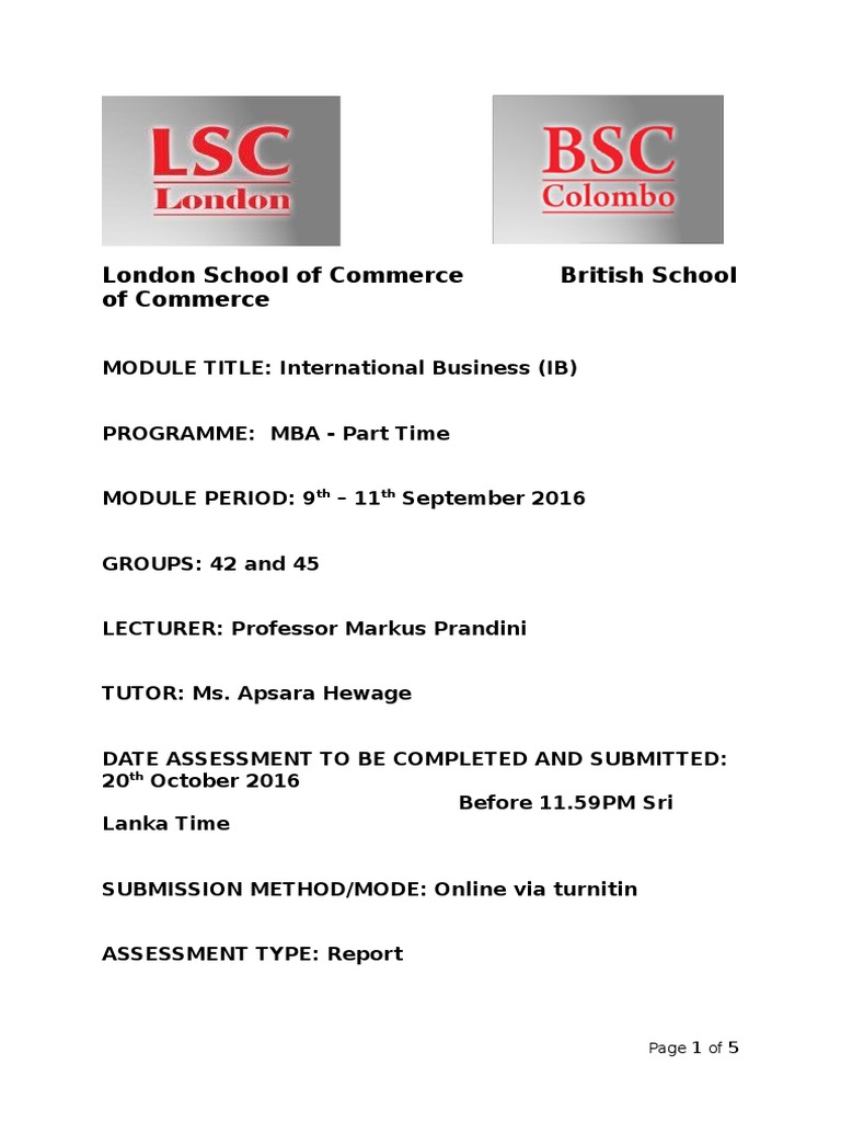 IB Assignment - Batch 42 45 - September 2016 | PDF | Citation | Plagiarism