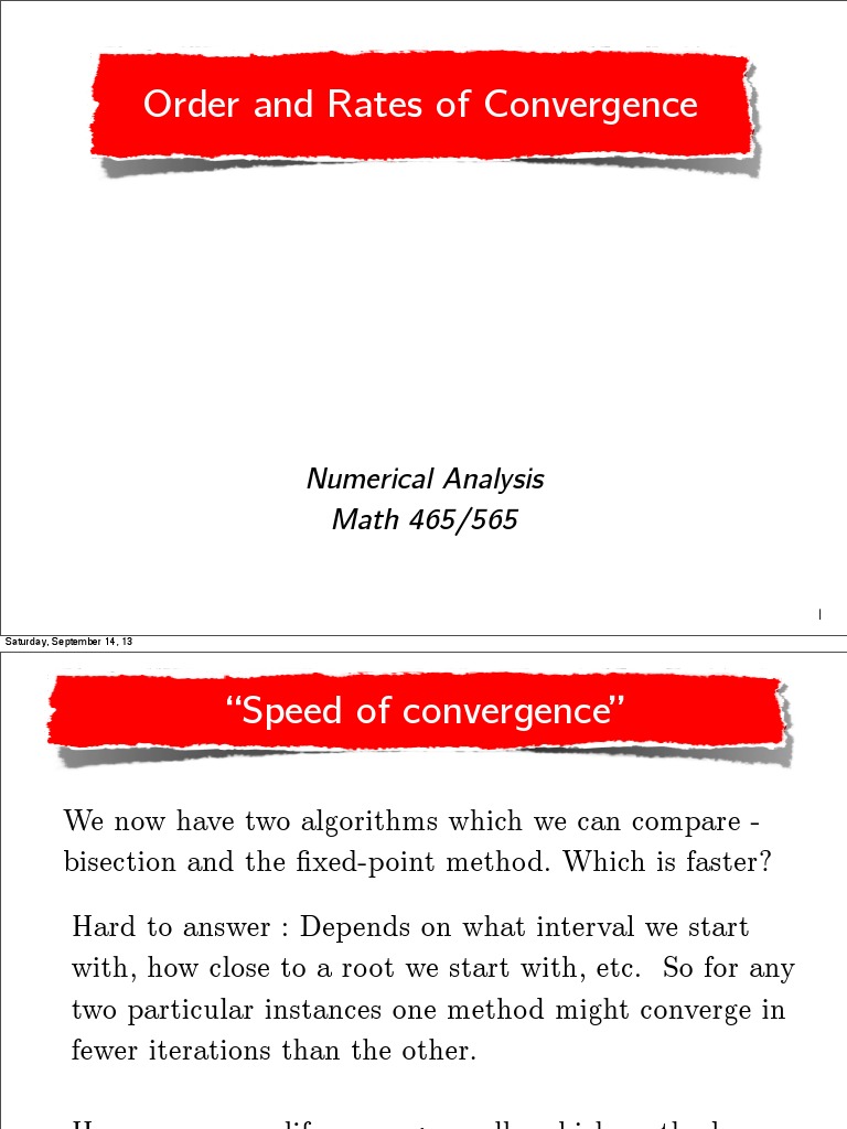 Order and Rates of Convergence: Numerical Analysis Math 465/565 | PDF ...