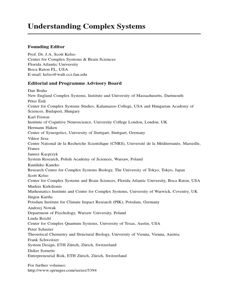 Understanding Complex Systems: Founding Editor | PDF | Eigenvalues And ...