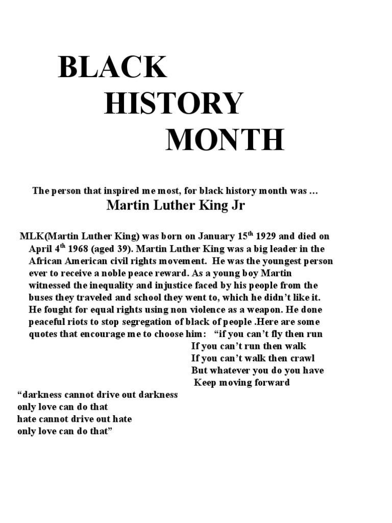 Black History Month: Martin Luther King JR | PDF