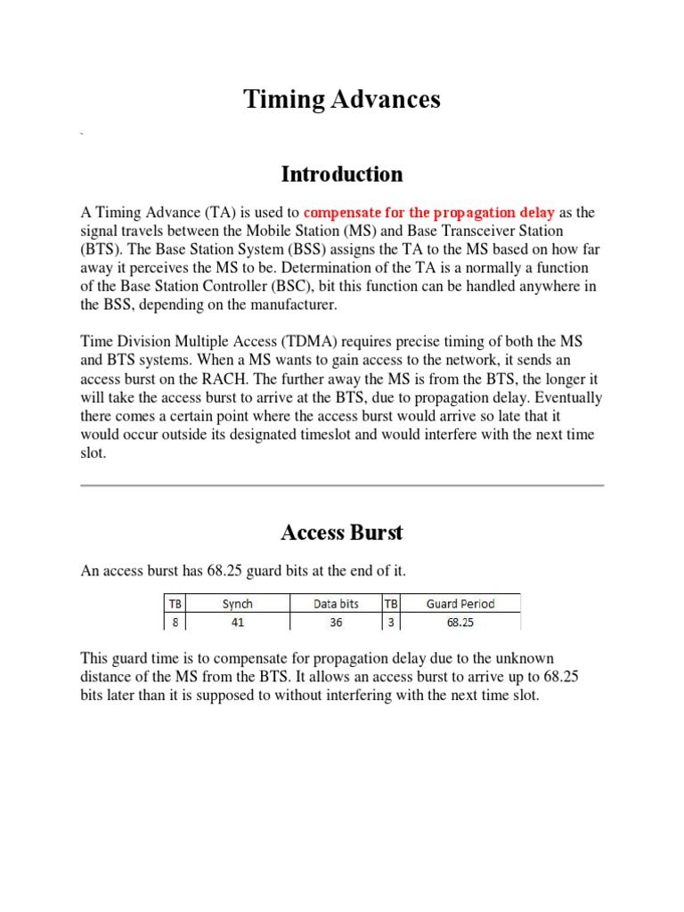 Timing Advances: Compensate For The Propagation Delay | PDF ...