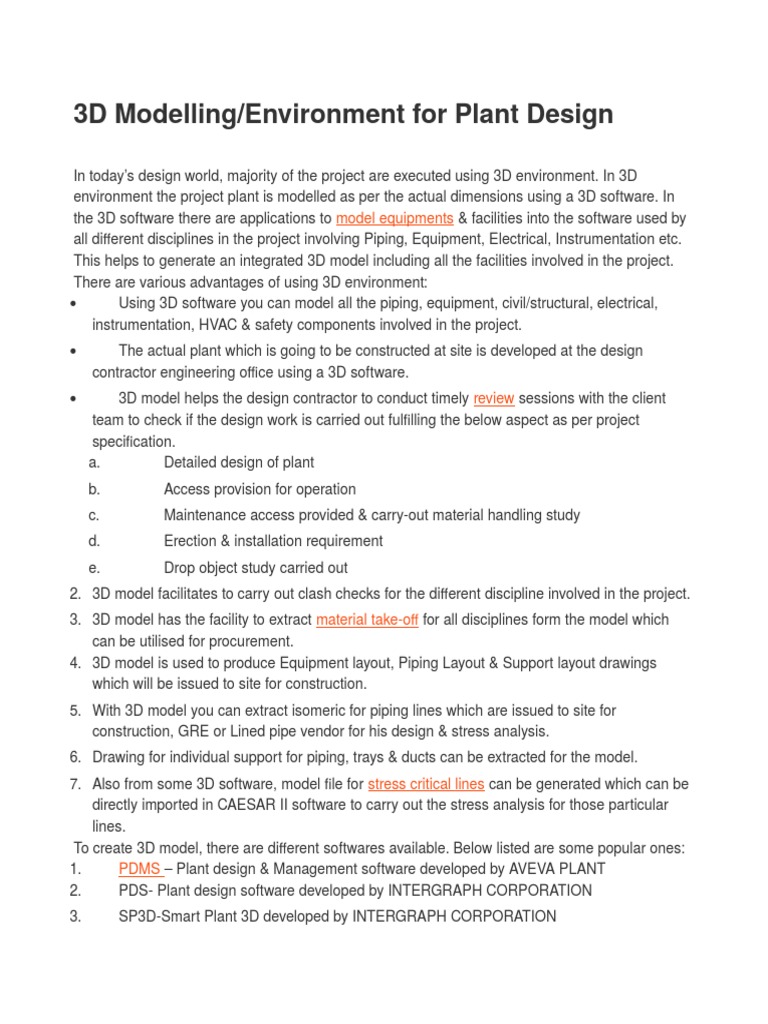 3D Modelling Environment For Plant Design - PDMS | PDF | 3 D Modeling ...