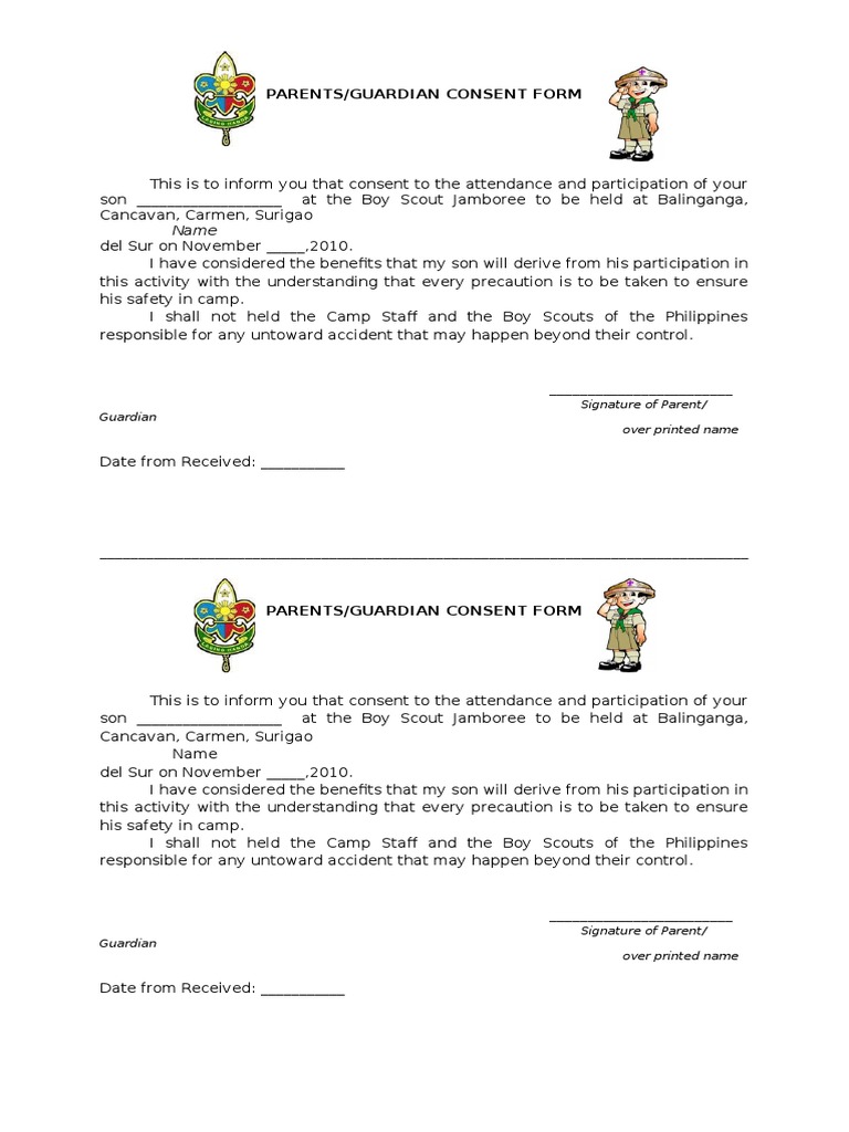 Boy Scout Jamboree Consent Form | PDF