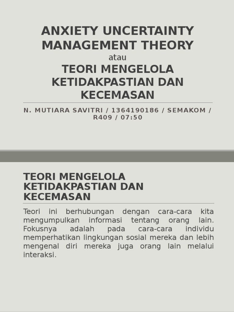 Anxiety Uncertainty Management Theory | PDF
