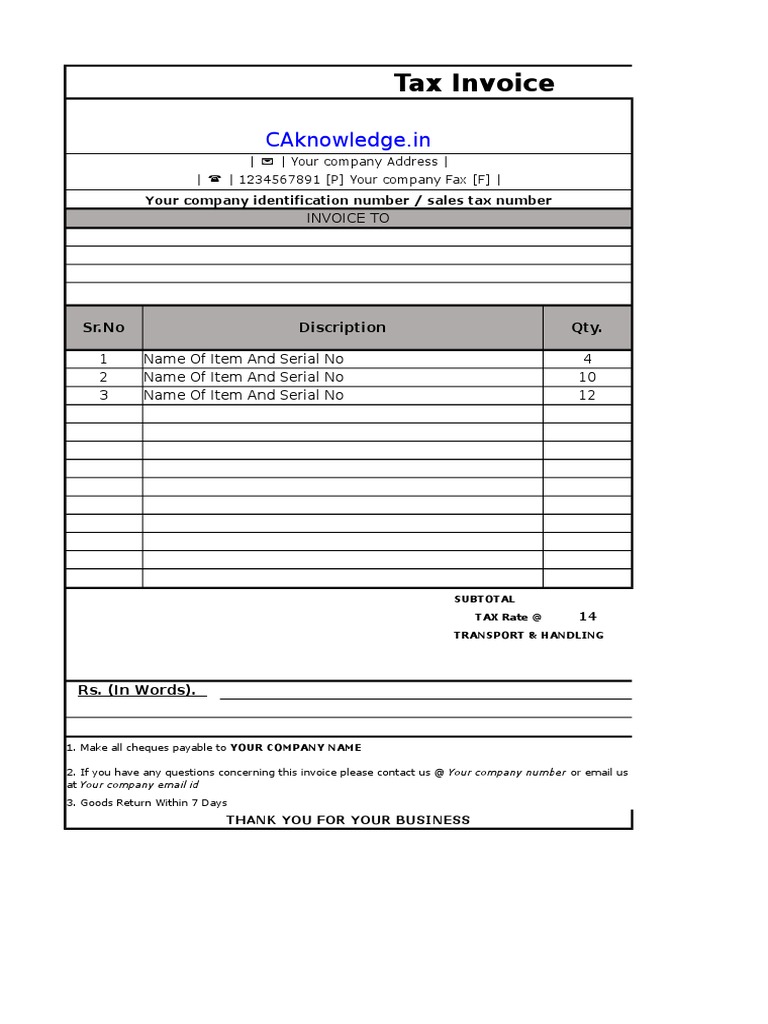 Tax Invoice Template for Businesses | PDF