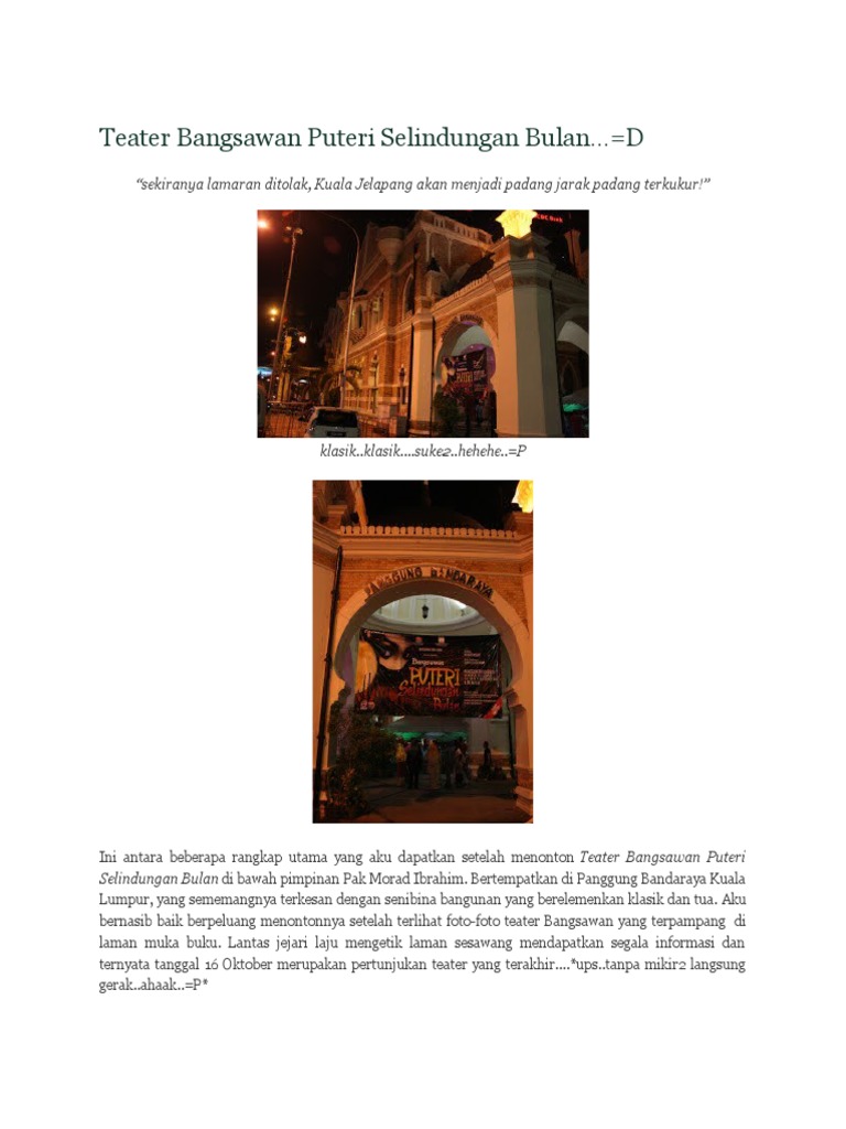 Teater Bangsawan Puteri Lindungan Bulan | PDF