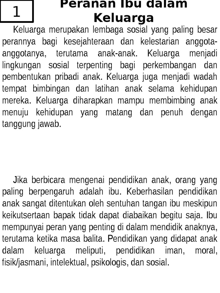 Peranan Ibu Dalam Keluarga | PDF