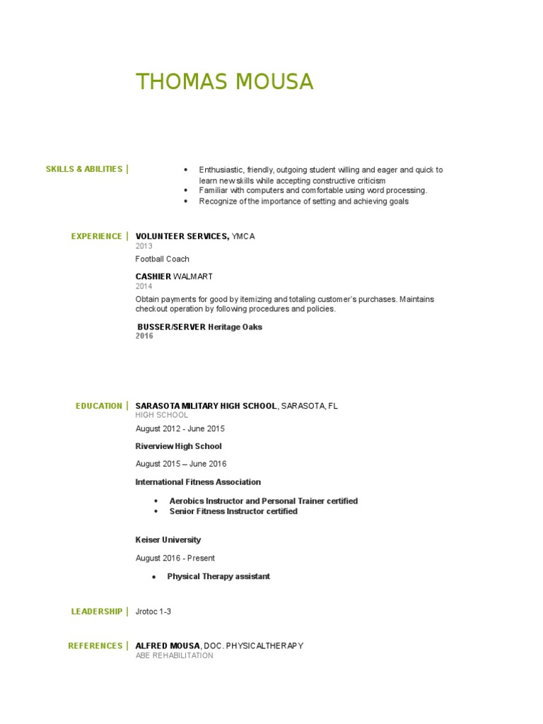 Thomas Mousa Resume | PDF | Career & Growth