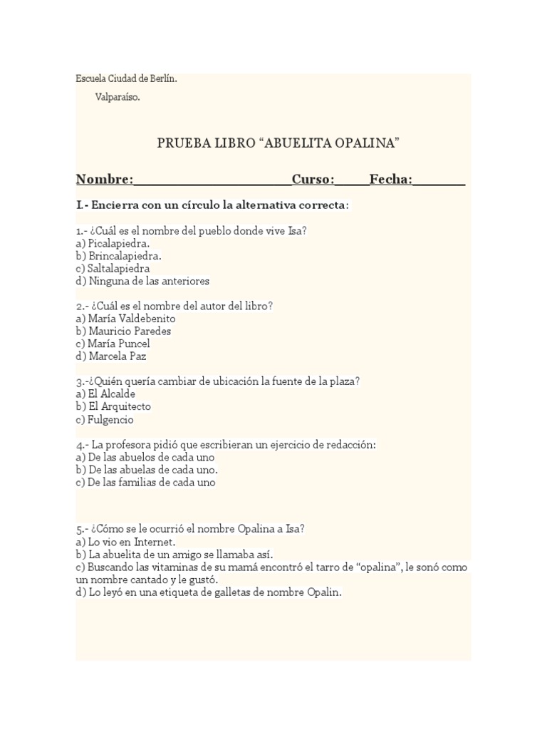Prueba Abuelita Opalina Pdf