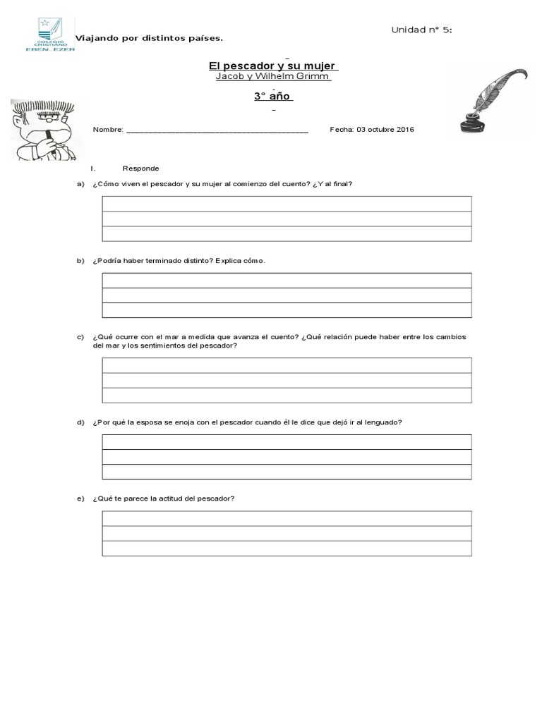 El Pescador y Su Mujer Guia para 3° 03 Oct | PDF