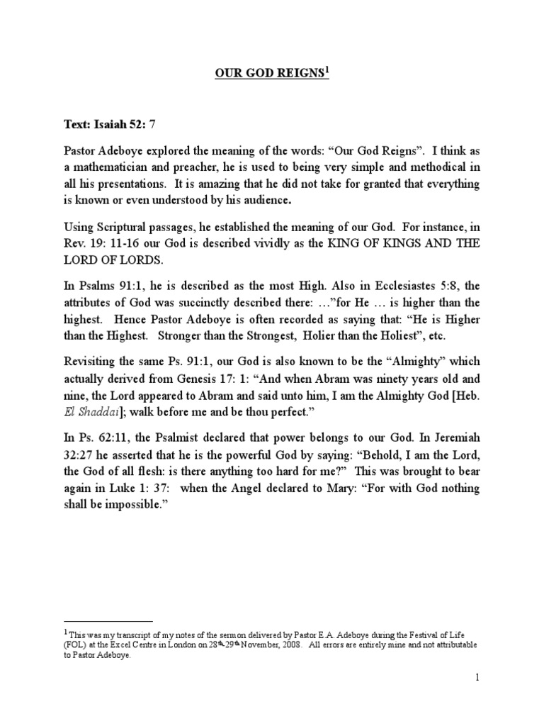 Understanding God's Sovereignty | PDF