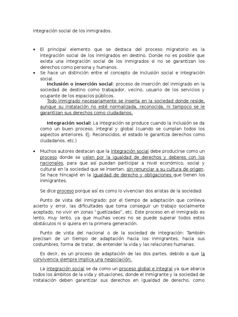 Integración Social Como Proceso Global | PDF | Migración humana | Sociedad