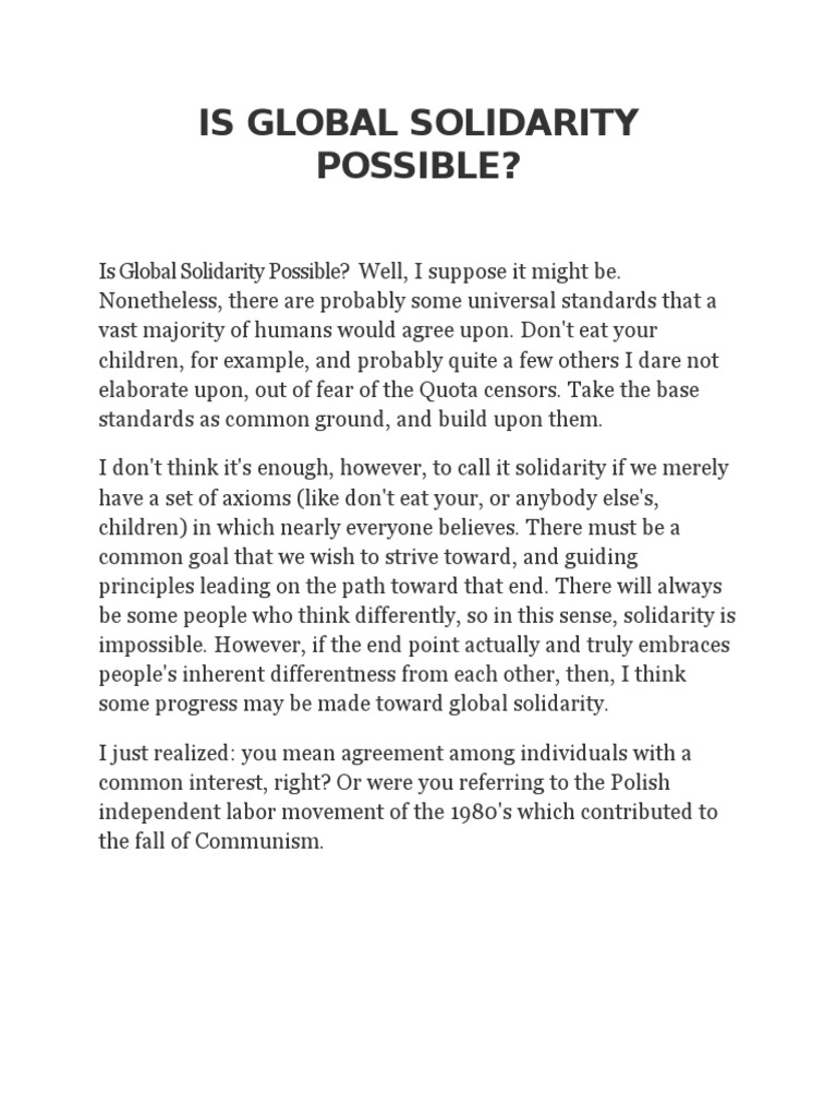 Is Global Solidarity Possible | PDF | Solidarity | Ideologies