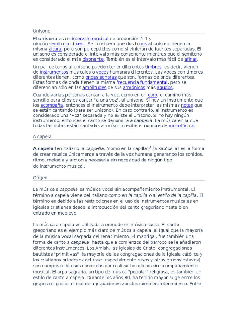 Unísono | PDF | Teoría musical | Las artes escénicas