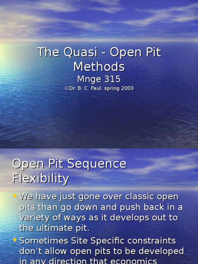 Lecture 12alt The Quasi Open Pit Methods | PDF