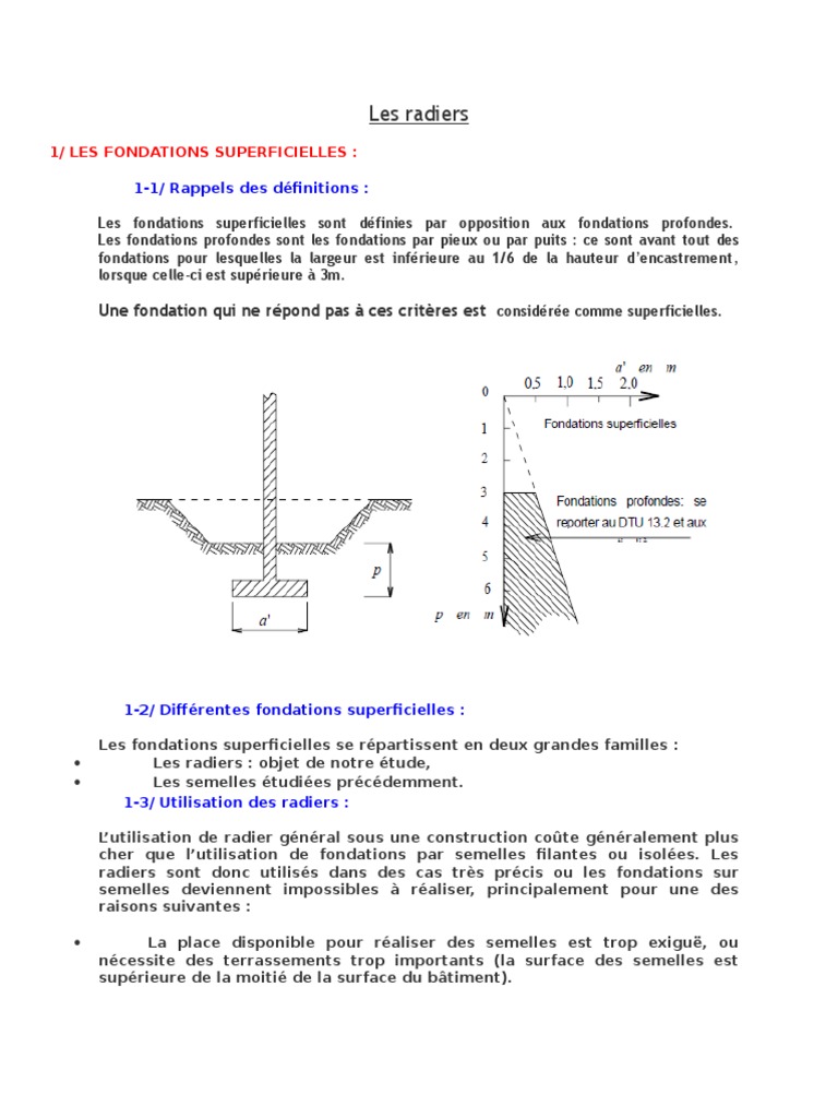 Calcul et Utilisation des Radiers | PDF | Fondation (construction ...