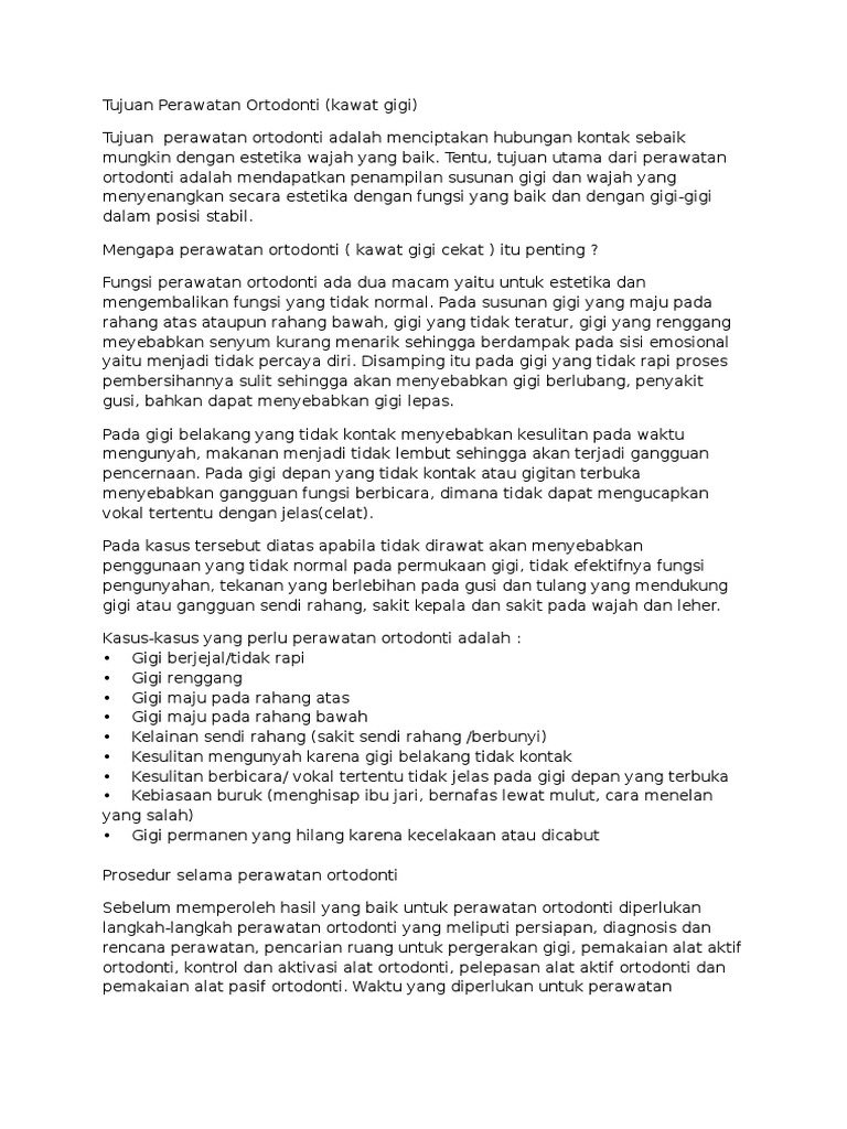 Tujuan Perawatan Ortodonti | PDF | Karier & Perkembangan | Sains ...