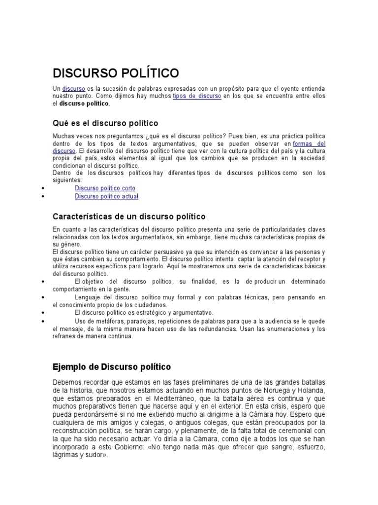 Discurso Político | PDF | Discurso | Metáfora