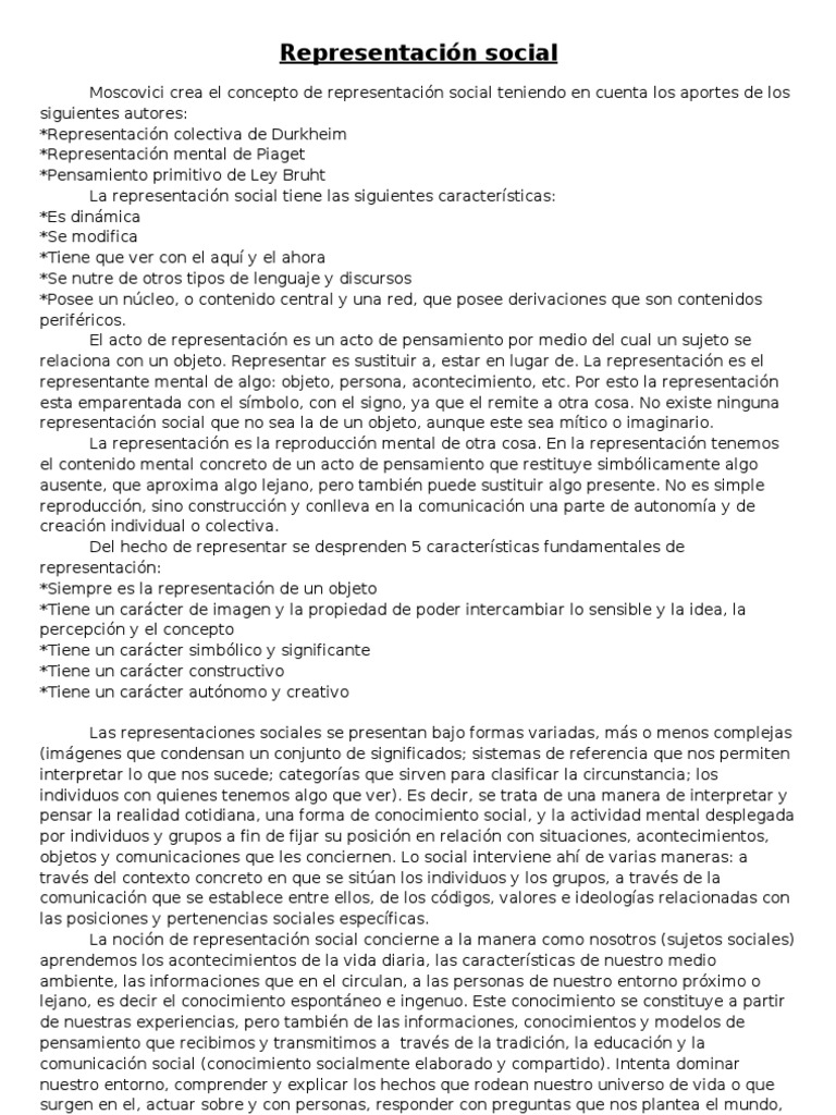 Representacion Social - Moscovici | PDF | Conocimiento | Comunicación
