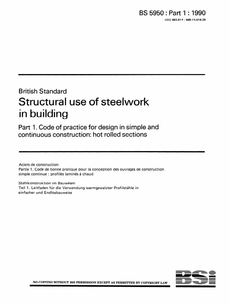 bs5950 1 1990 Structural Steel Hot Rolled PDF | PDF