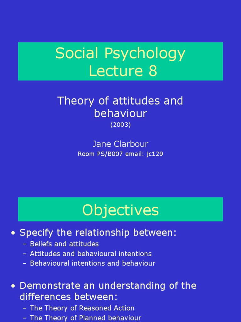Social Psychology: Theory of Attitudes and Behaviour | PDF | Intention ...