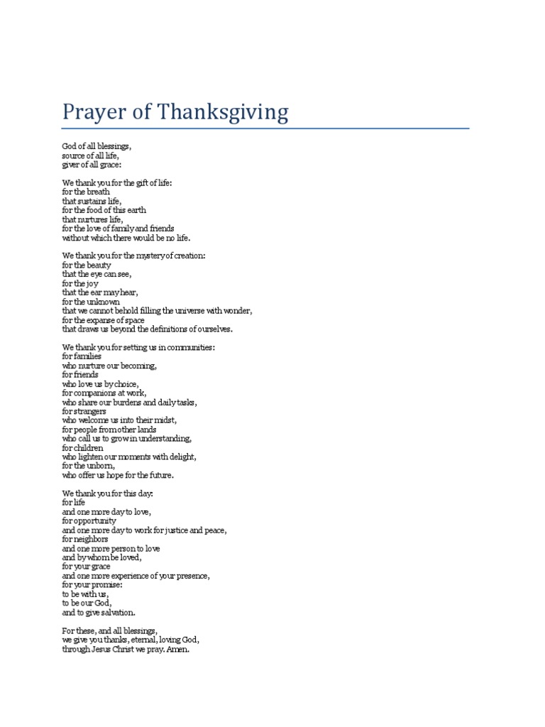 A Prayer of Gratitude: Thanking God for the Gifts of Life, Community ...