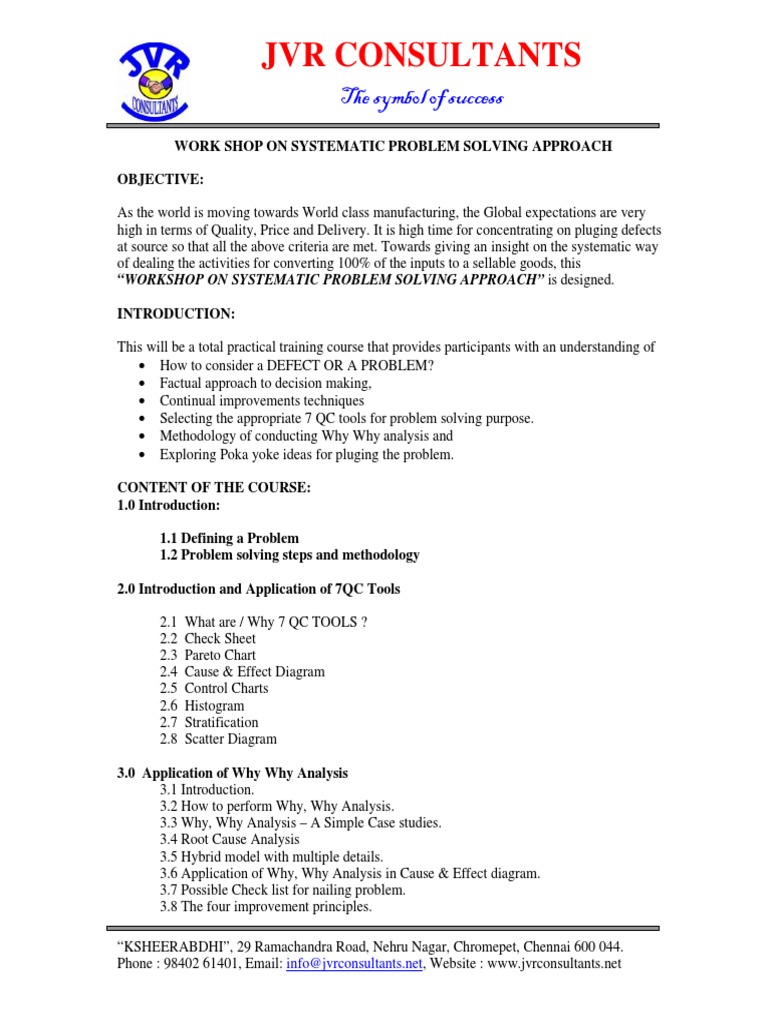 Systematic Problem Solving Approach - Brochure. | PDF | Production And ...