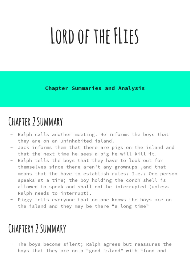 Lotf Chapter Summaries and Analysis | PDF