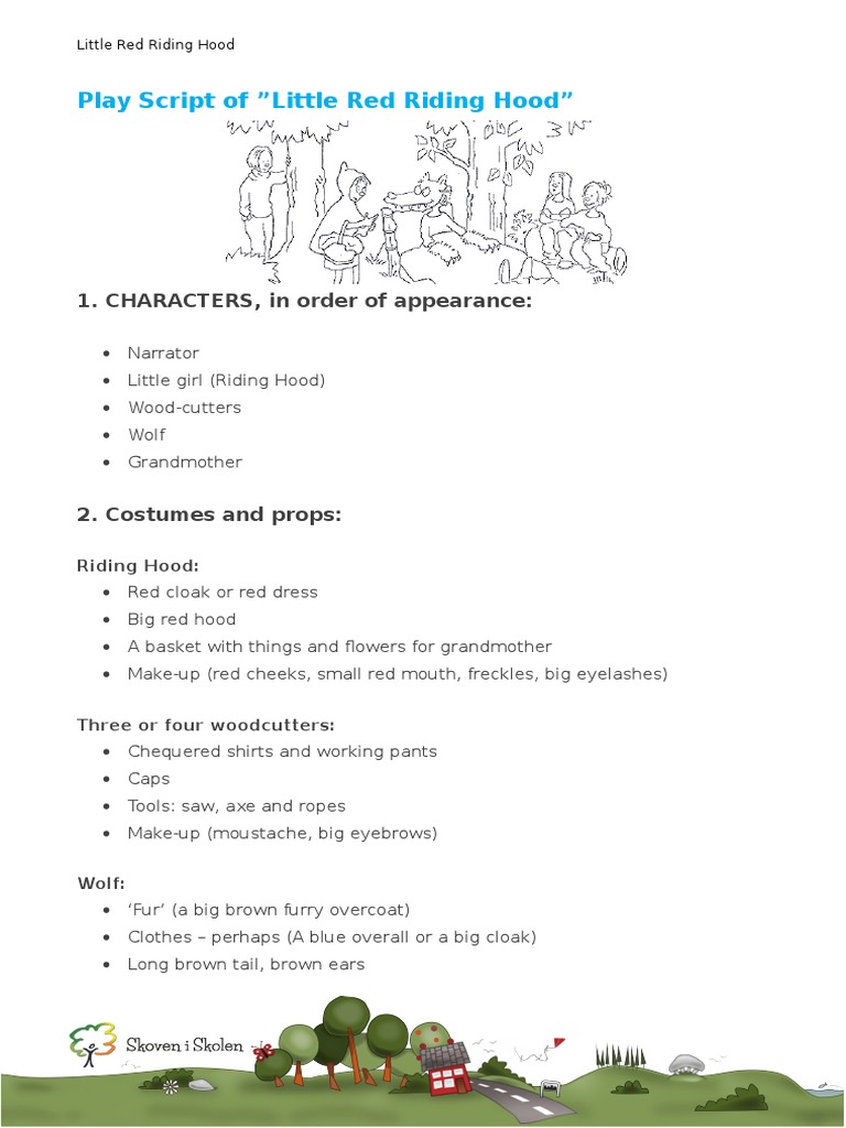 Play Script of "Little Red Riding Hood": 1. CHARACTERS, in Order of ...