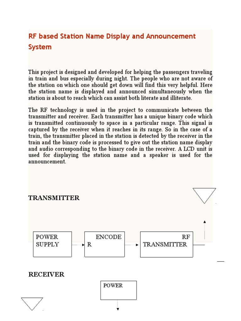 RF Based Station Name Display and Announcement | PDF