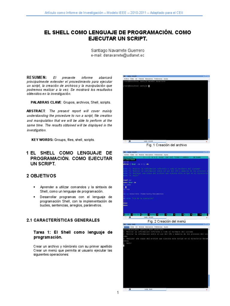 Ejecución de Scripts en Shell | PDF | Interfaz de línea de comando ...