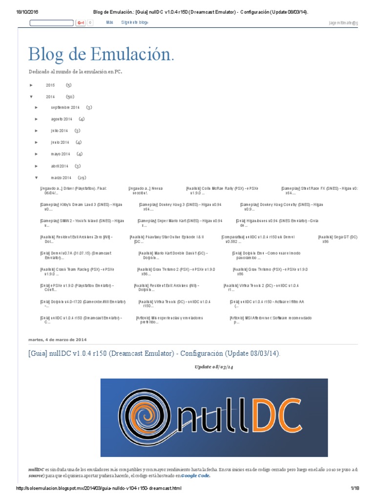 Blog de Emulación. - (Guia) NullDC v1.0 | PDF | Emulador | Archivo de computadora