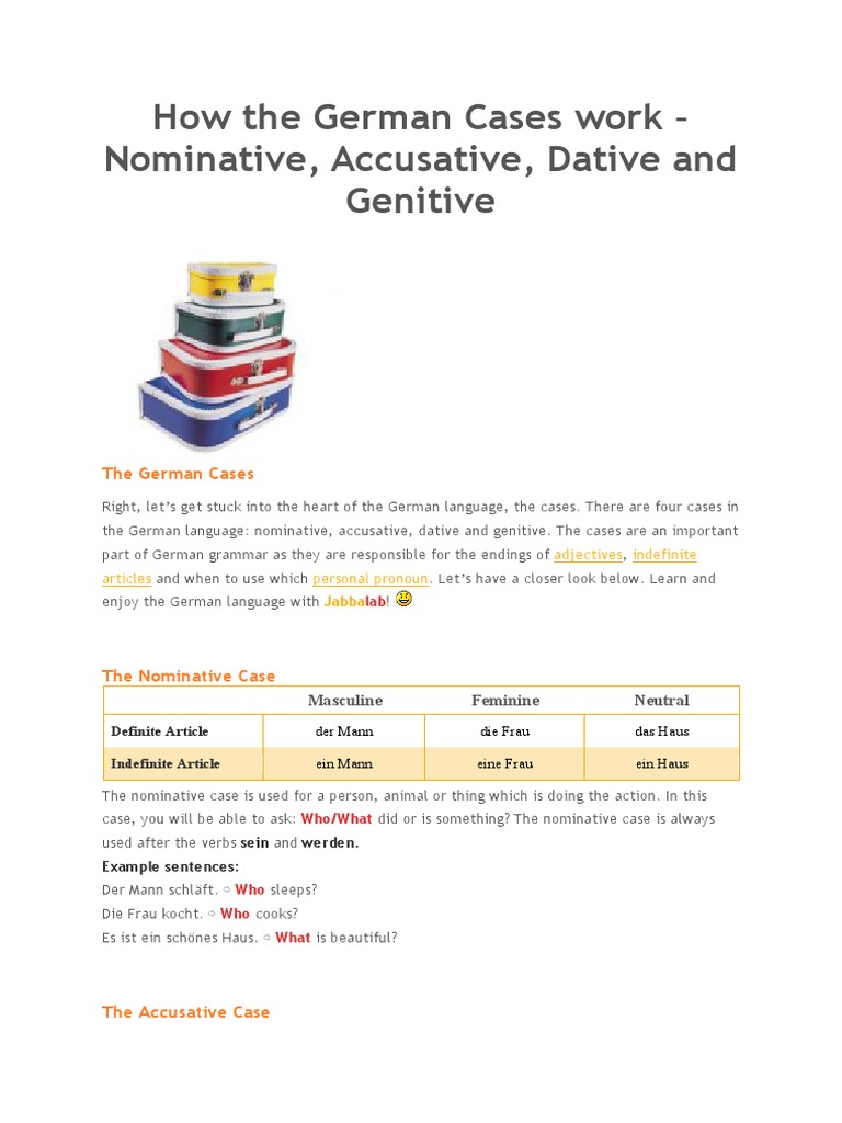 How The German Cases Work - Nominative | PDF | Grammatical Gender | Grammar