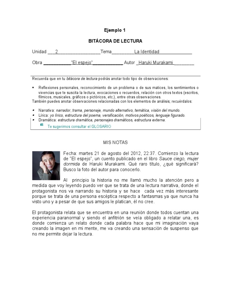 Ejemplo 1 Bitacora Cuento | PDF | Lectura (proceso) | Narrativa