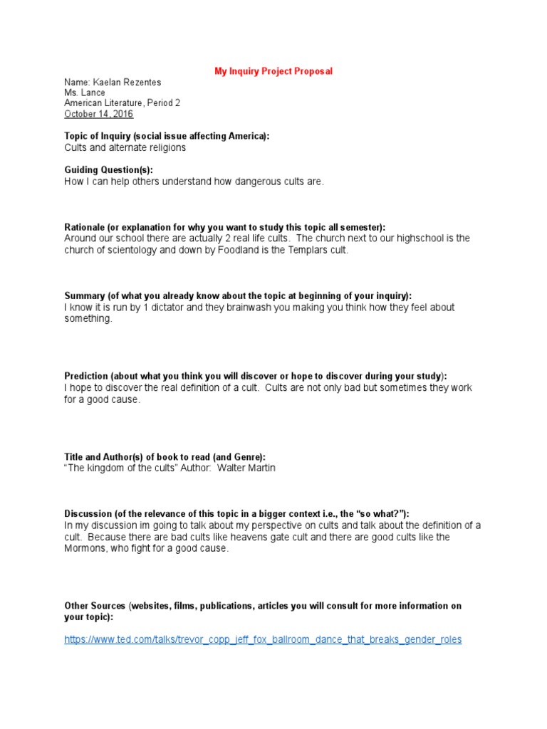 My Inquiry Proposal | PDF | Social Science | Philosophy